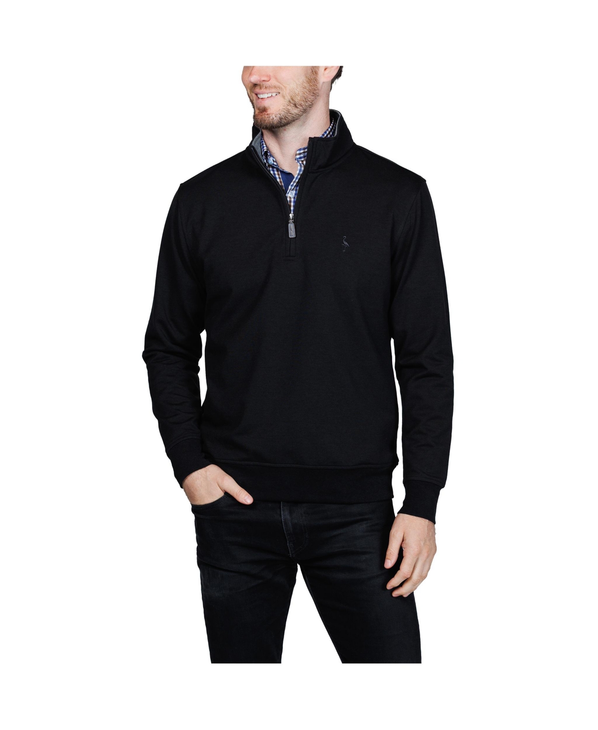 Click here for Tailorbyrd Mens Fleece Quarter Zip - Black prices