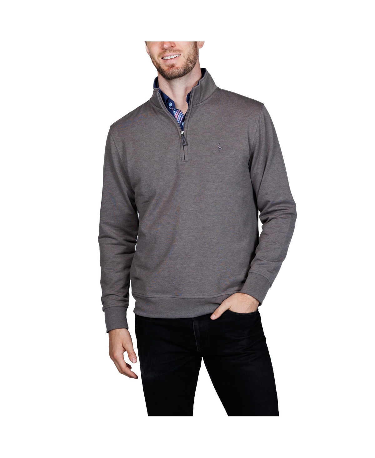 Click here for Tailorbyrd Mens Fleece Quarter Zip - Brown prices