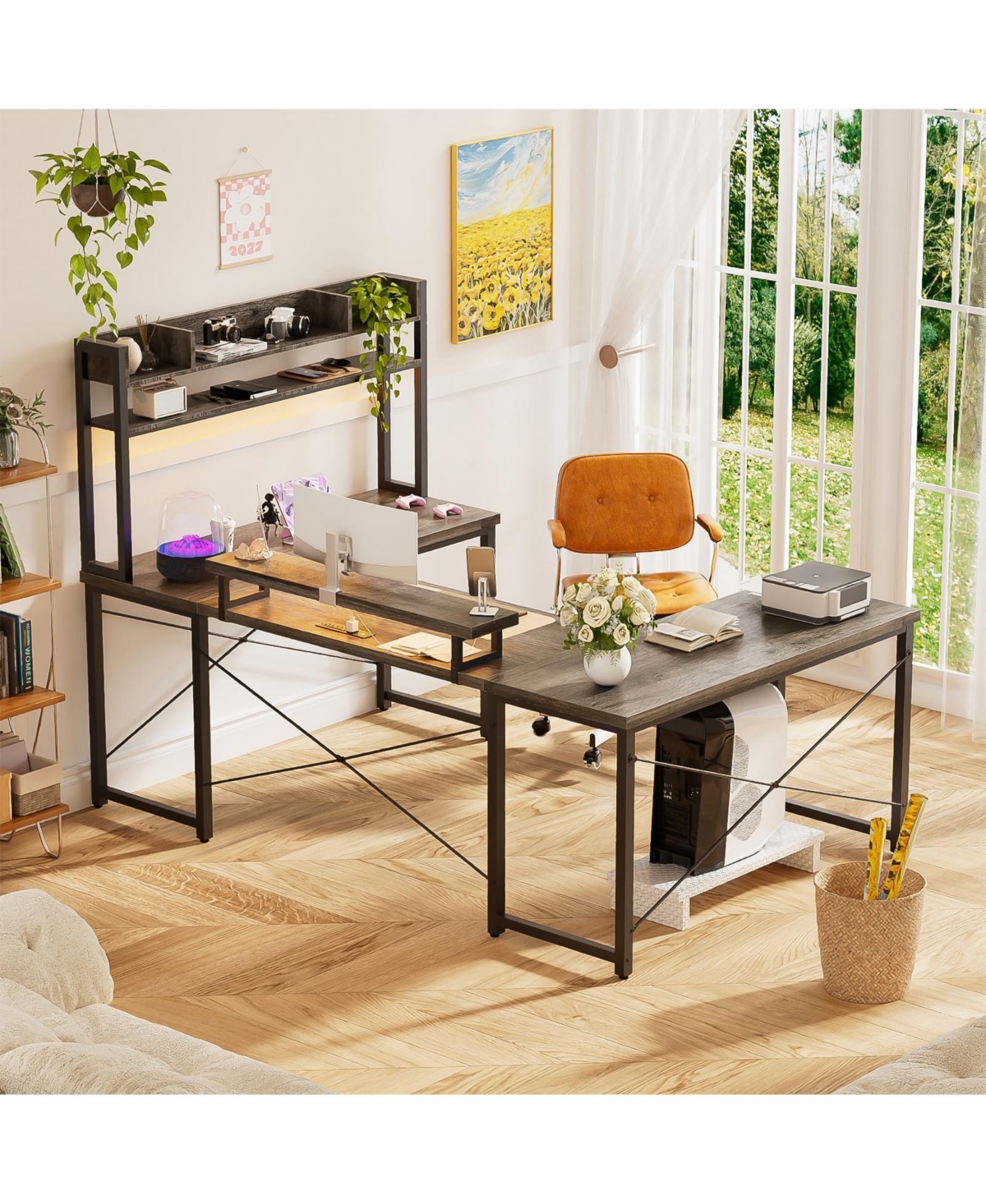 Click here for Aheaplus U-Shaped Computer Desk with Hutch  Home O... prices