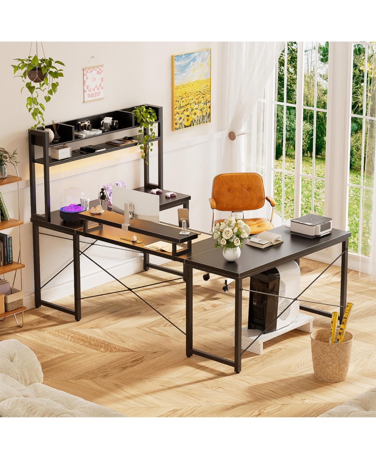 Click here for Aheaplus U-Shaped Computer Desk with Hutch  Home O... prices