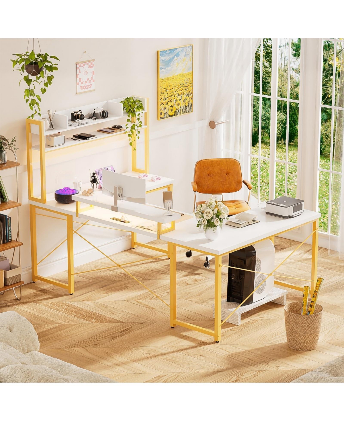 Click here for Aheaplus U-Shaped Computer Desk with Hutch  Home O... prices