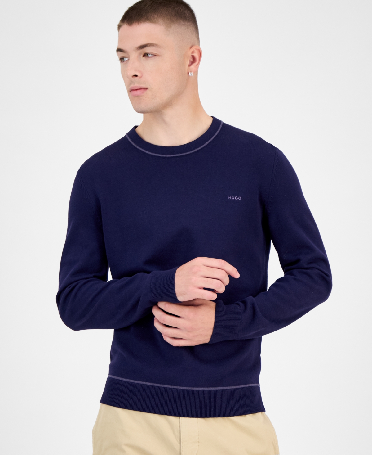 Click here for Hugo Boss Mens San Cassius Long-Sleeve Crewneck Sw... prices