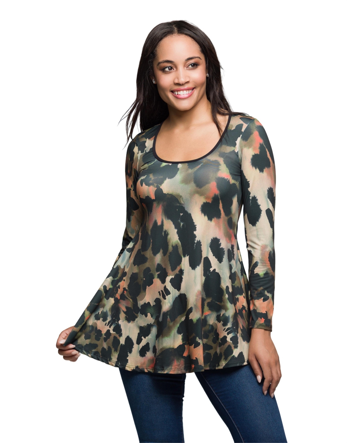 Click here for 24seven Comfort Apparel Womens Multiprint Long Sle... prices