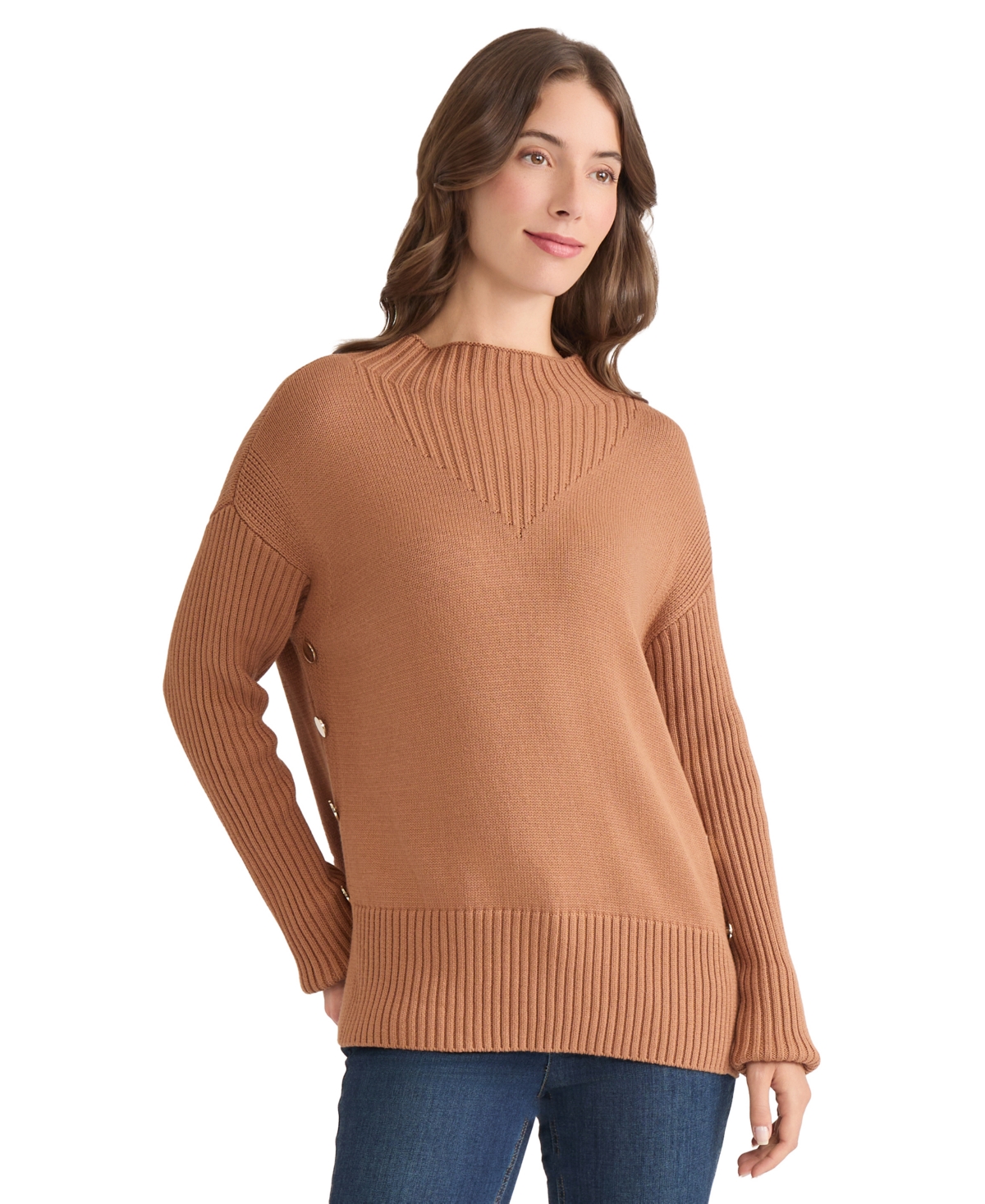 Click here for Jones New York Womens Side Seam Button Mock Neck S... prices