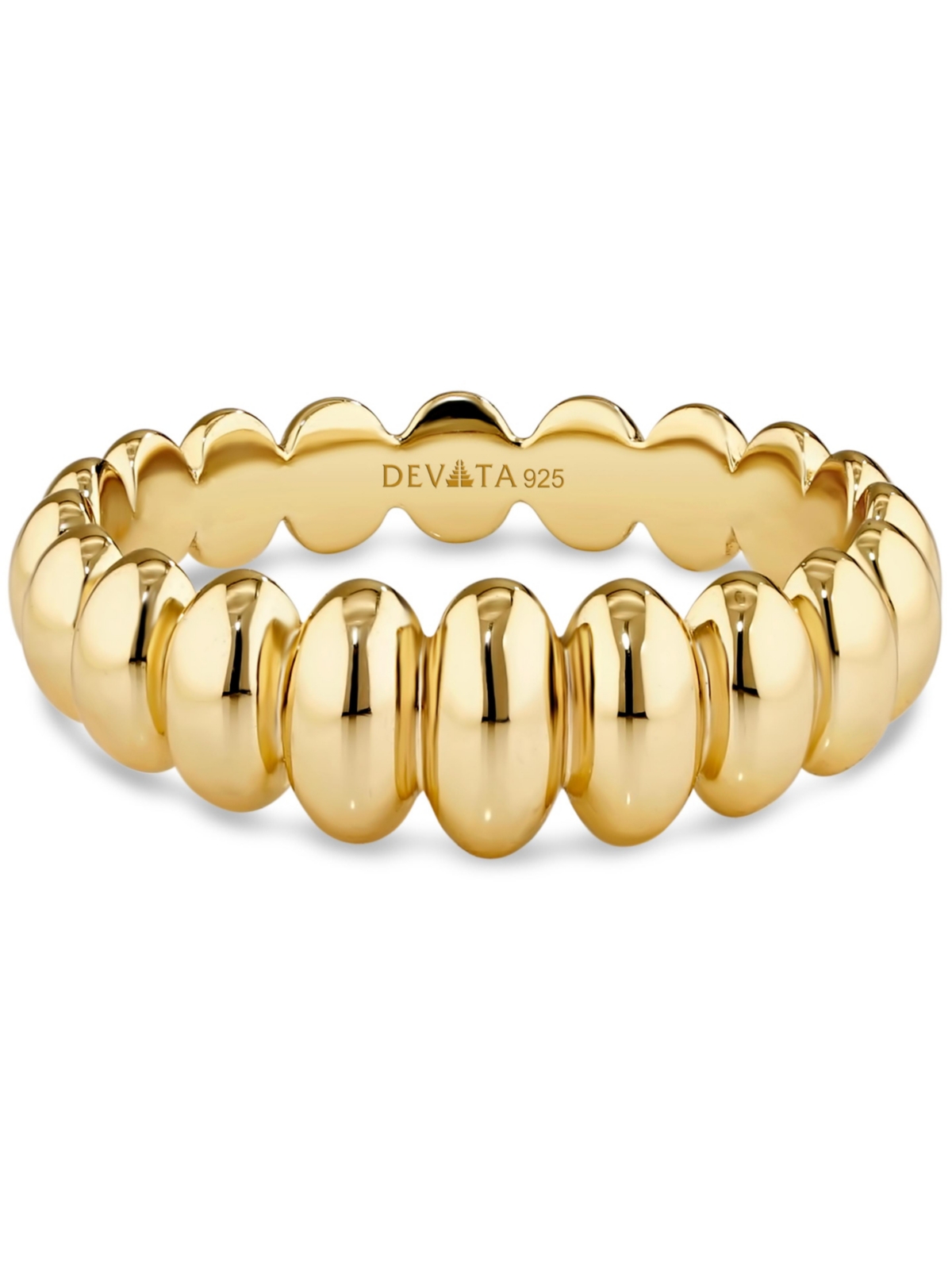 Click here for Devata Puffy Ribbed Ring in Gold Plated Sterling S... prices