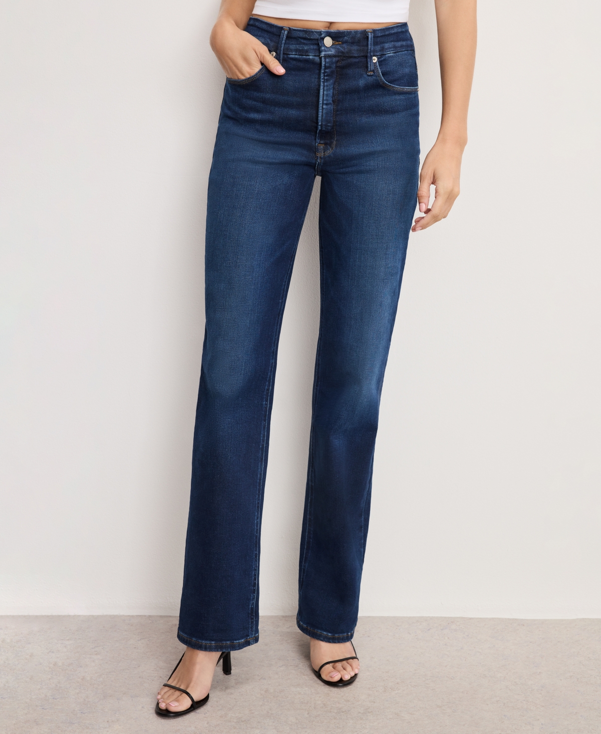 Click here for Good American Womens Straight-Fit Jeans - Indigo B... prices