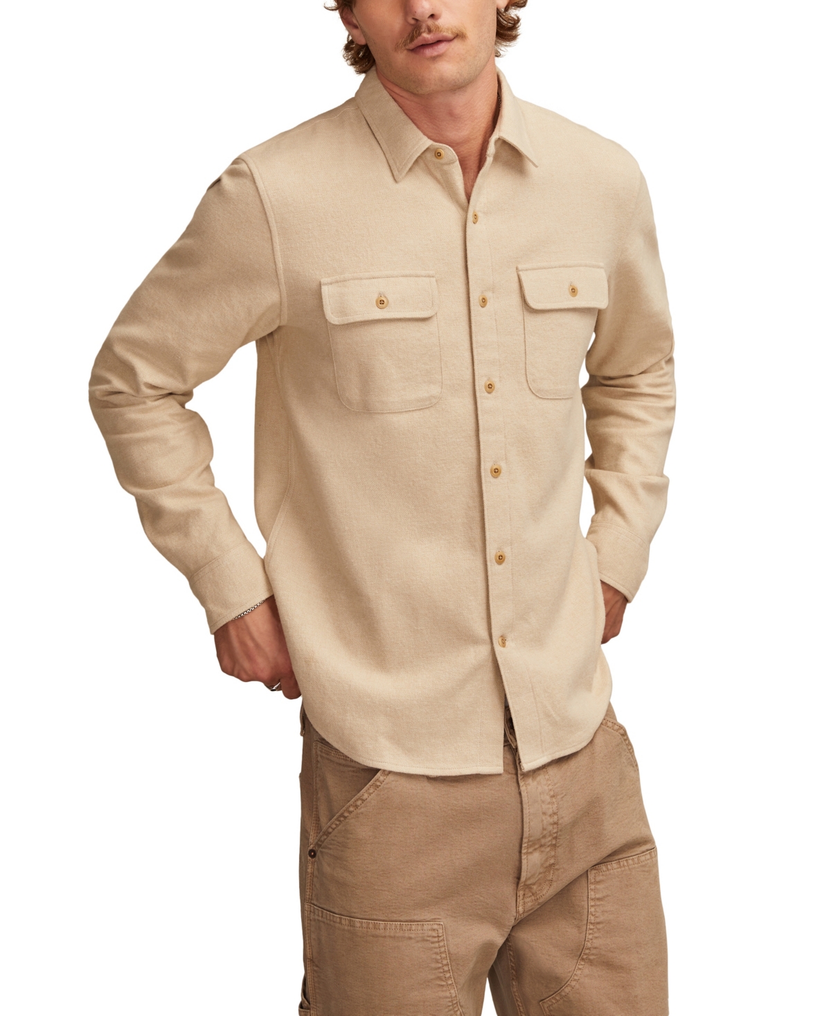 Click here for Lucky Brand Mens Solid Cloud Soft Flannel Long Sle... prices