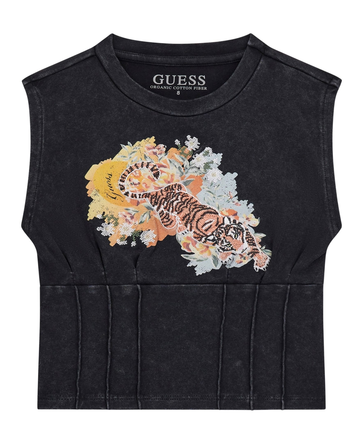 Click here for Guess Big Girls Crewneck Corset Tank Top - Jet Bla... prices