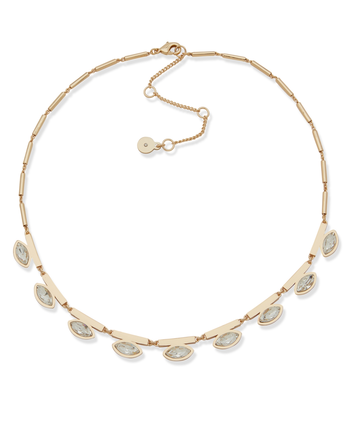 Click here for Dkny Gold-Tone Marquise Stone Frontal Necklace - W... prices
