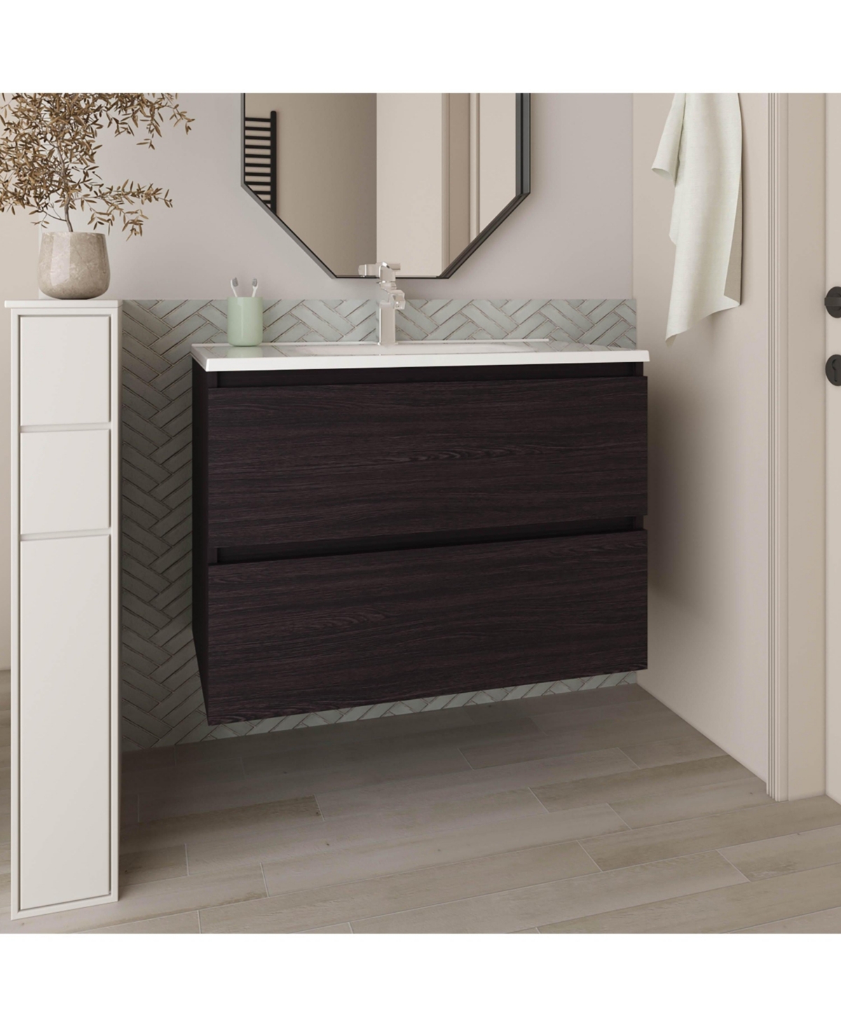 Click here for Depot E-Shop Depew Bathroom Vanity  2 Drawers  Whi... prices
