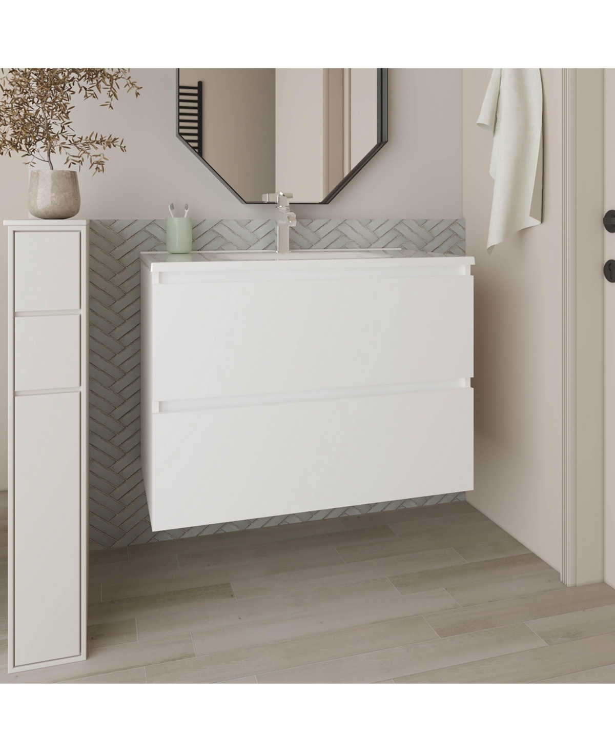Click here for Depot E-Shop Depew Bathroom Vanity  2 Drawers  Whi... prices