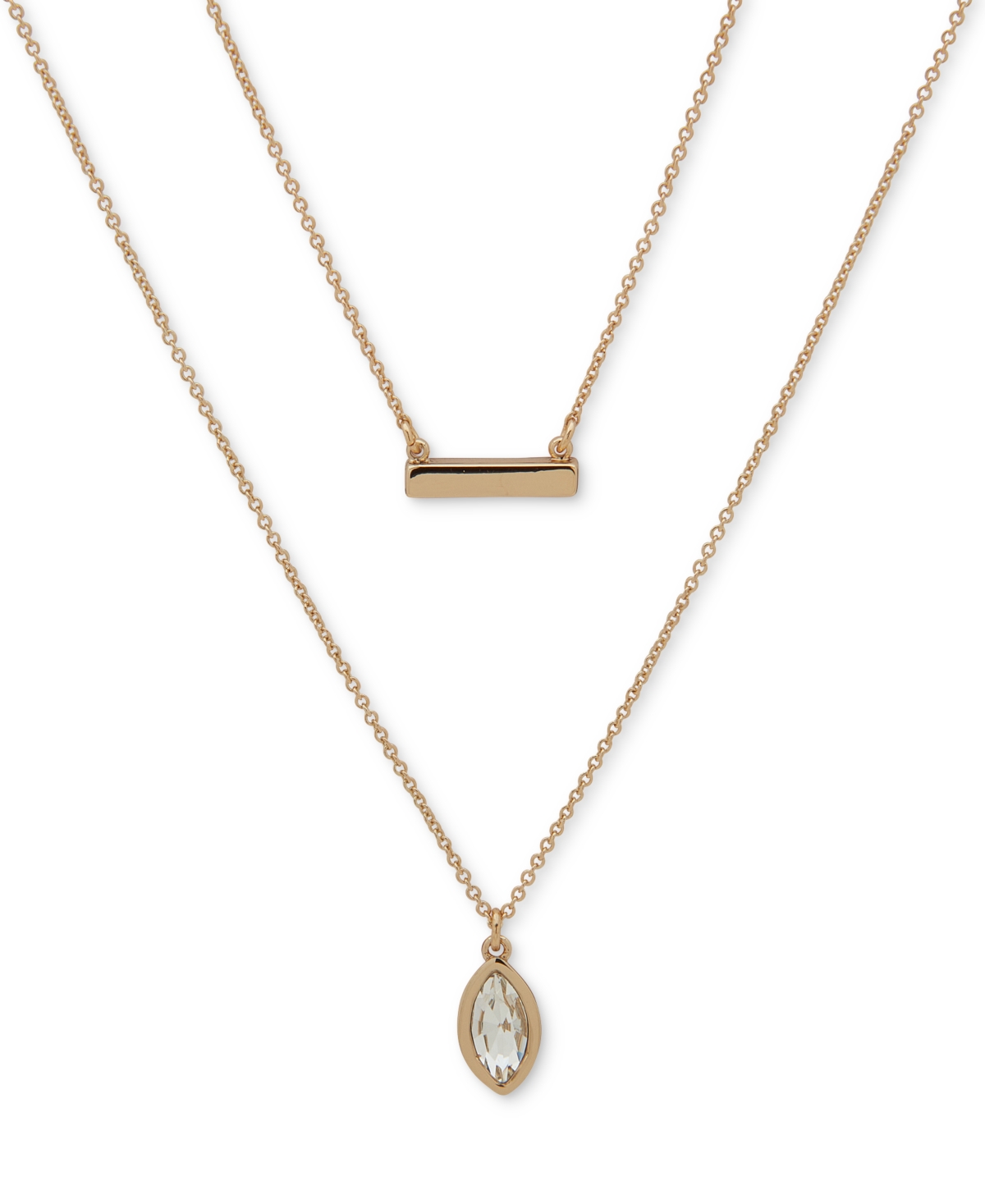 Click here for Dkny Crystal Stone Double Row Pendant Necklace - W... prices