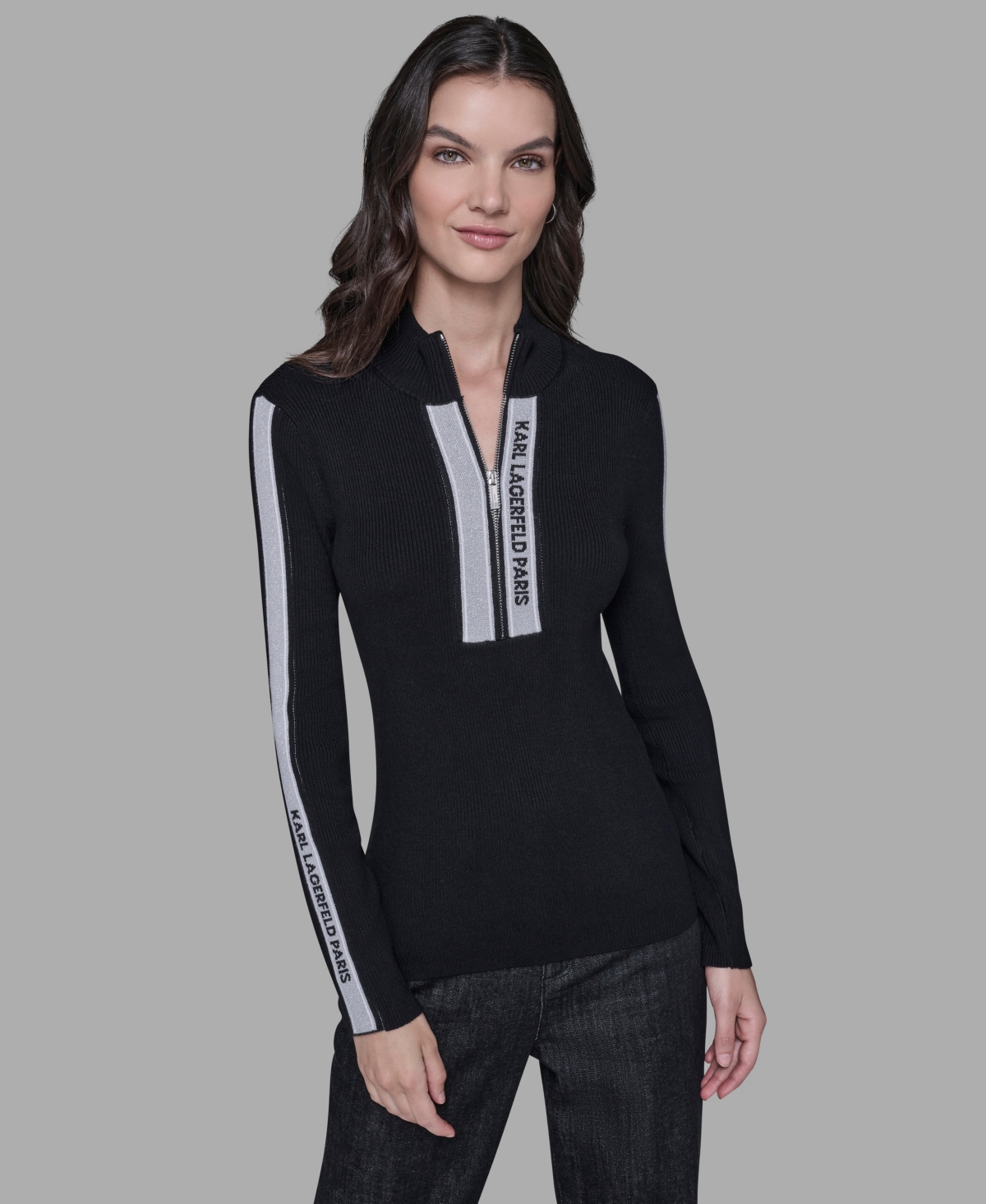 Click here for Karl Lagerfeld Paris Womens Logo Tape Zip-Up Sweat... prices