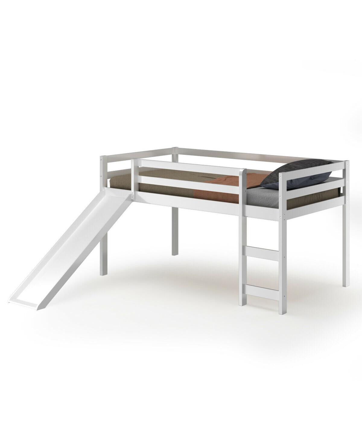 Click here for Gymax Twin Size Loft Bed with Slide Wood Low Sturd... prices