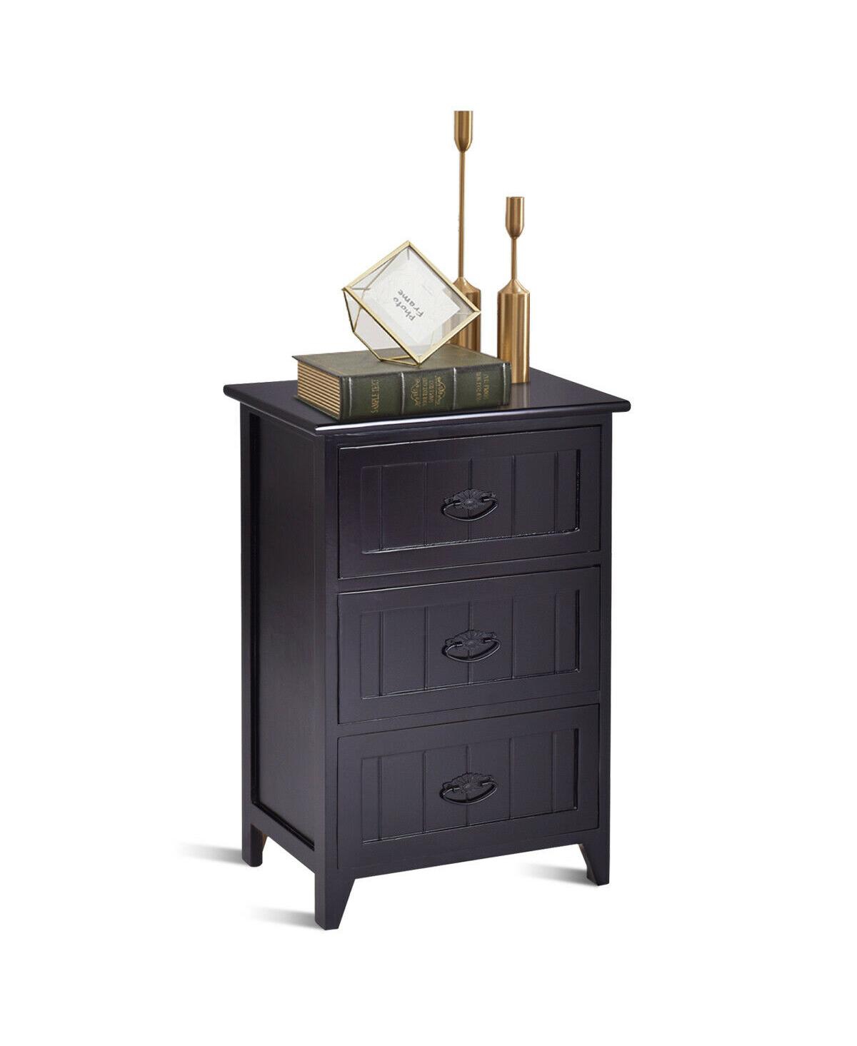Click here for Gymax 3 Drawers Nightstand End Table Storage Wood... prices