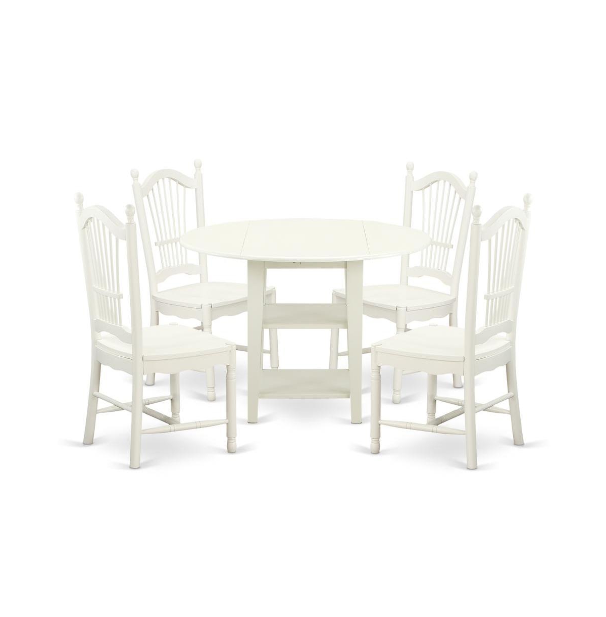 Click here for East West Furniture Dining Room Set Linen White -... prices