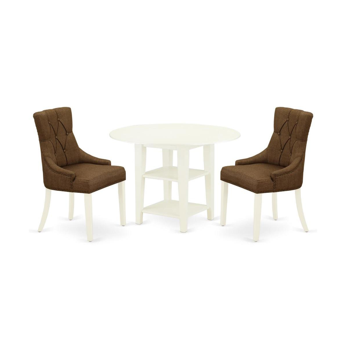 Click here for East West Furniture Dining Room Set Linen White -... prices