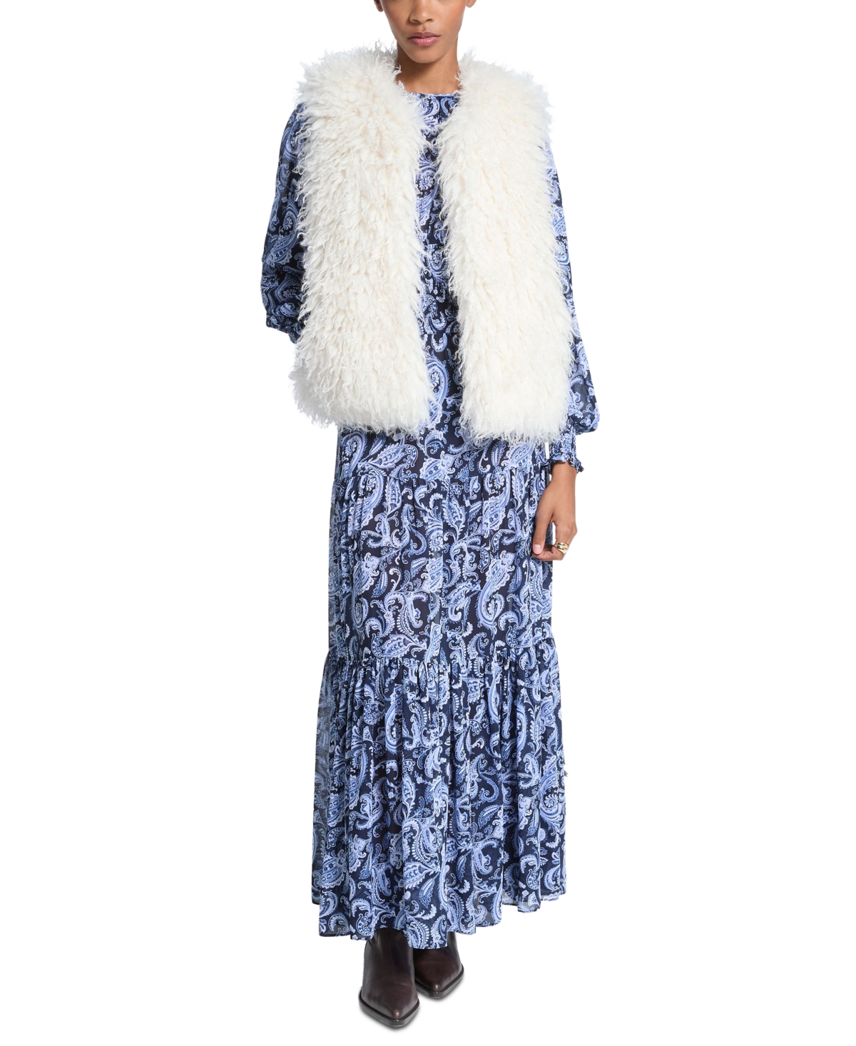 Click here for Michael Michael Kors Womens Sleeveless Faux Fur Ve... prices