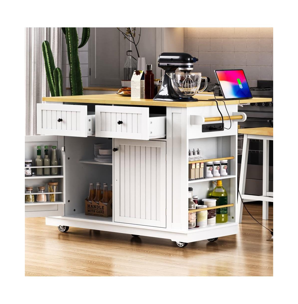 Click here for Maison Boucle 48 Farmhouse-Style White Kitchen Isl... prices