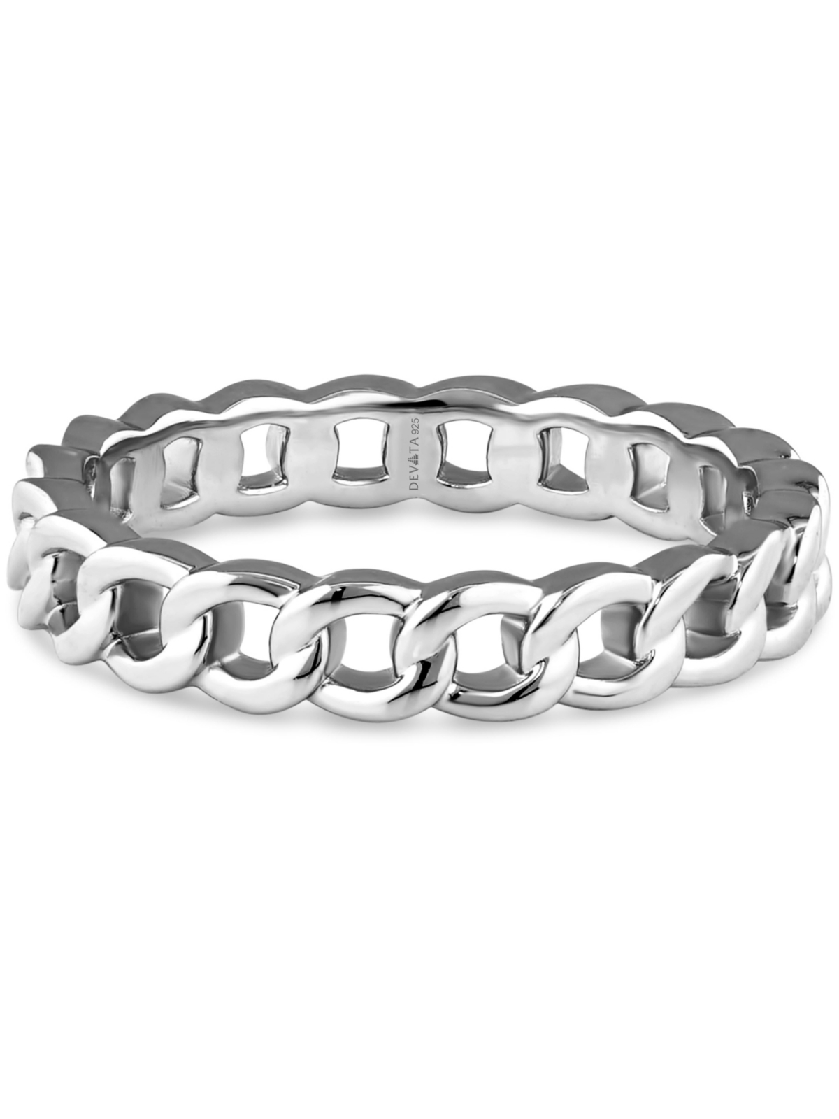 Click here for Devata Curb Link Ring in Rhodium Plated Sterling S... prices