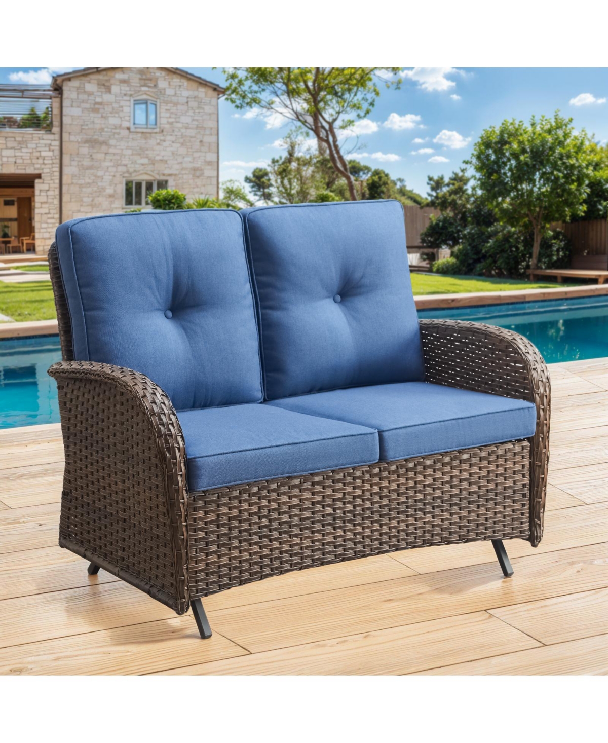 Click here for Gymojoy SleekArm 2-Person Wicker Rocking Bench Out... prices