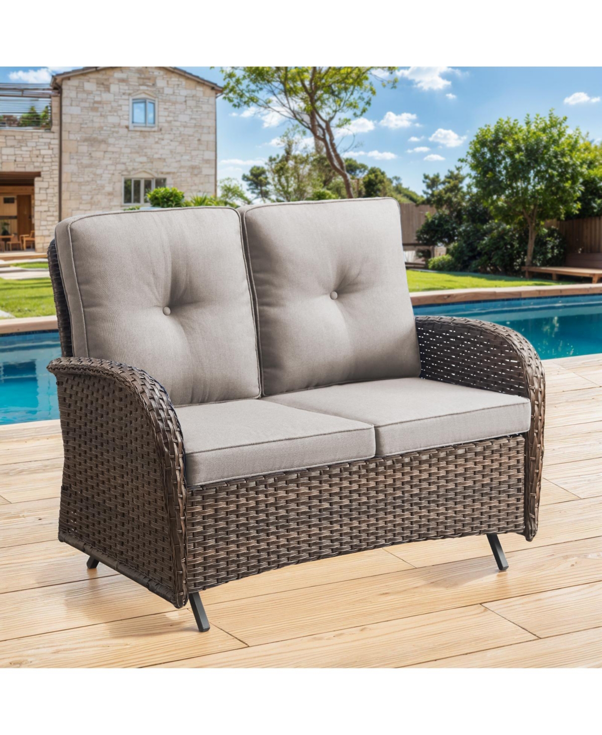 Click here for Gymojoy SleekArm 2-Person Wicker Rocking Bench Out... prices