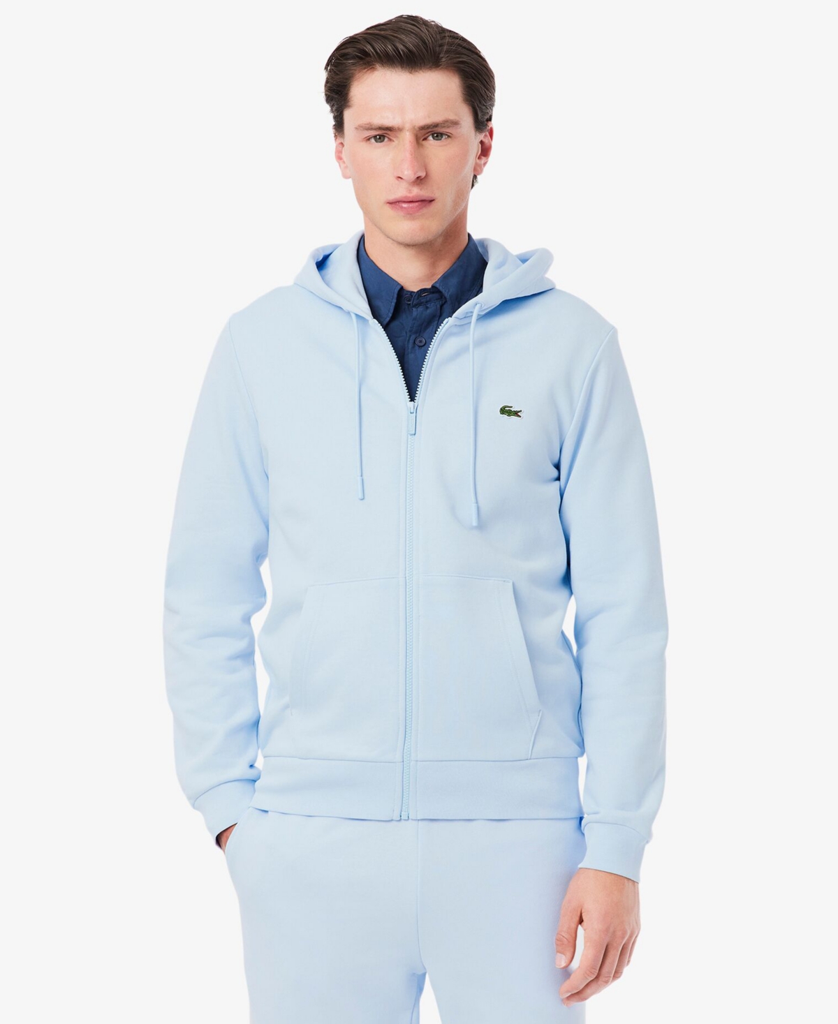 Click here for Lacoste Mens Zip-Up Fleece Hoodie - Light Blue prices