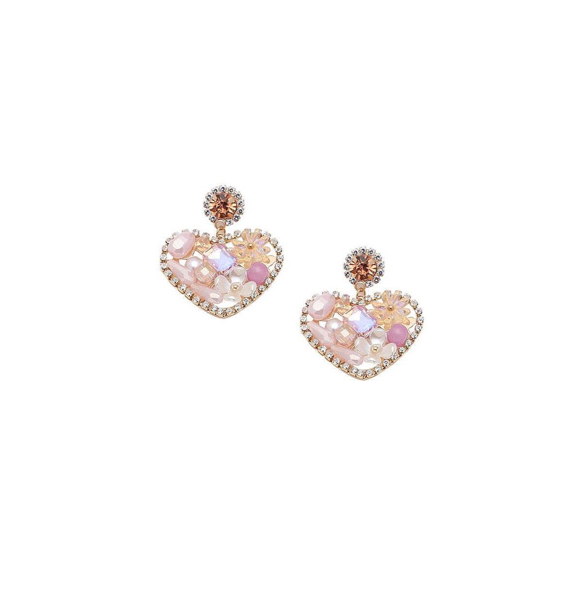 Click here for Sohi Hearts Drop Earrings - Pink prices