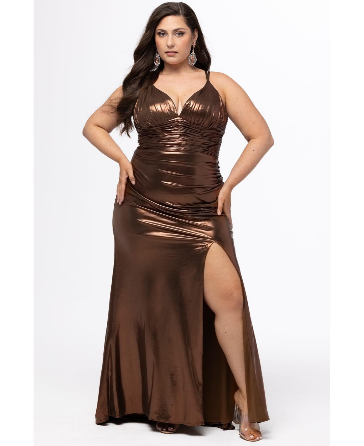 Click here for Sydneys Closet Womens Chocolate Metallic Body-Con... prices