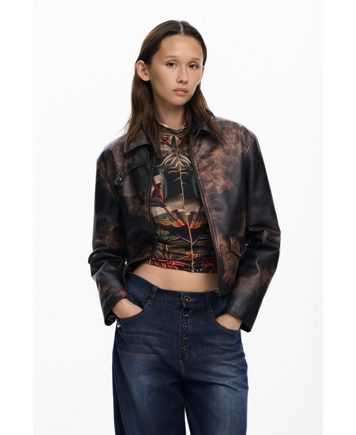 Click here for Desigual Womens Tie-dye jacket - Khaki prices