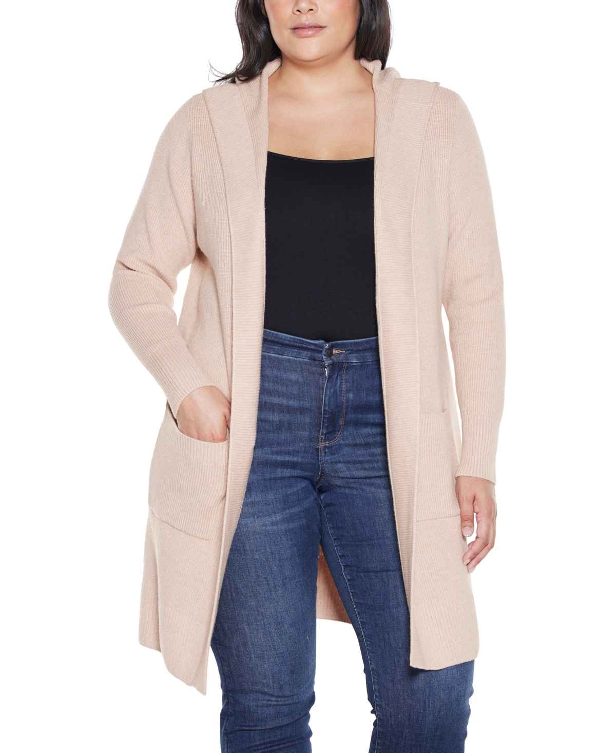Click here for Belldini Plus Size Hooded Novelty-Stitch Coatigan... prices