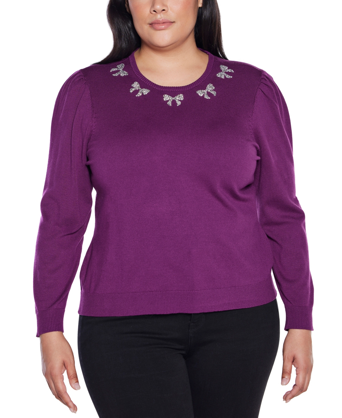 Click here for Belldini Plus Size Puff Sleeve Embellished Necklin... prices
