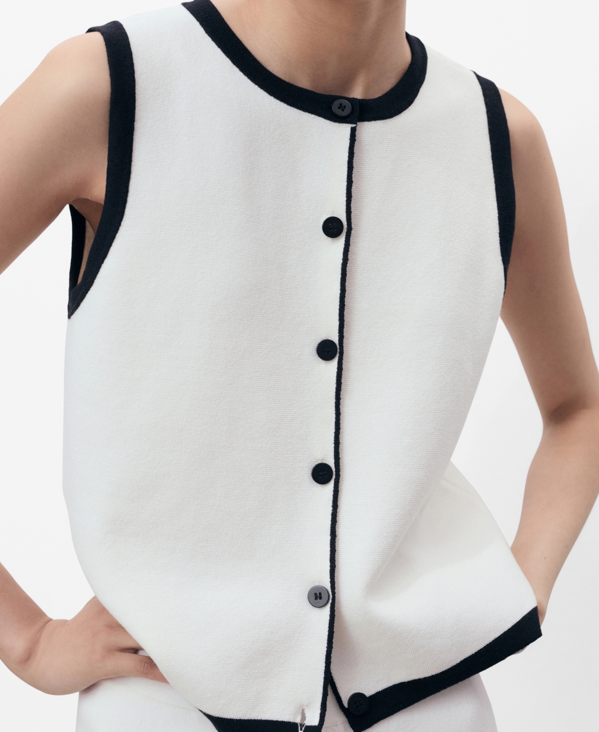 Click here for Mango Womens Contrast Detail Knitted Sweater Vest... prices