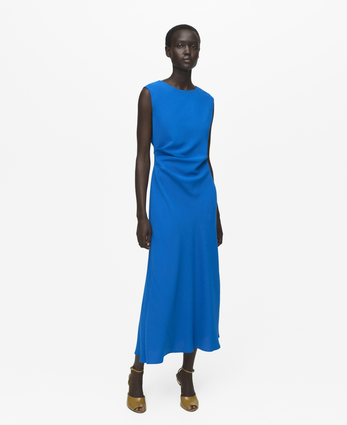 Click here for Mango Womens Ruched Midi Dress - Blue prices
