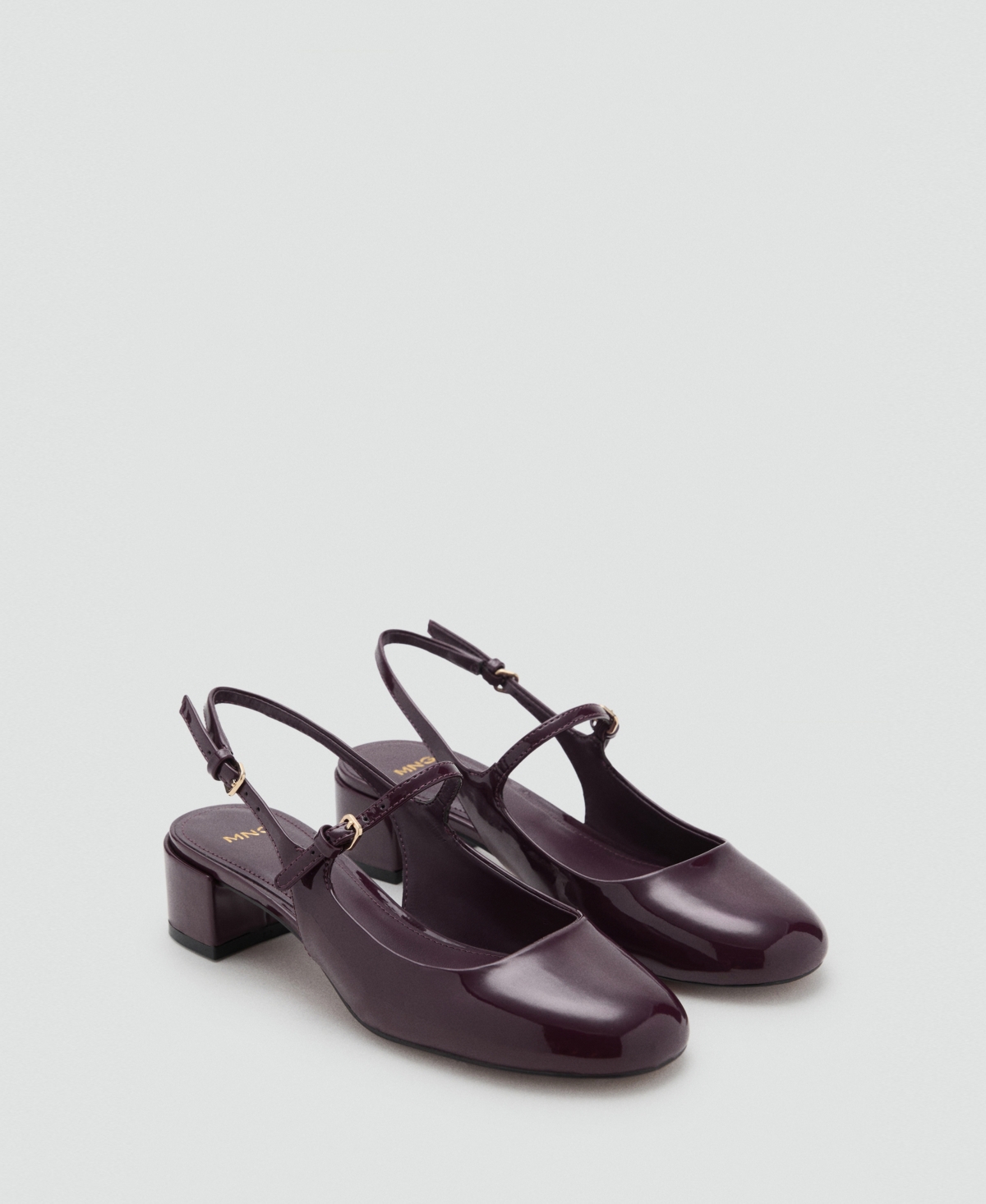 Click here for Mango Womens Patent Leather-Effect Block-Heel Shoe... prices