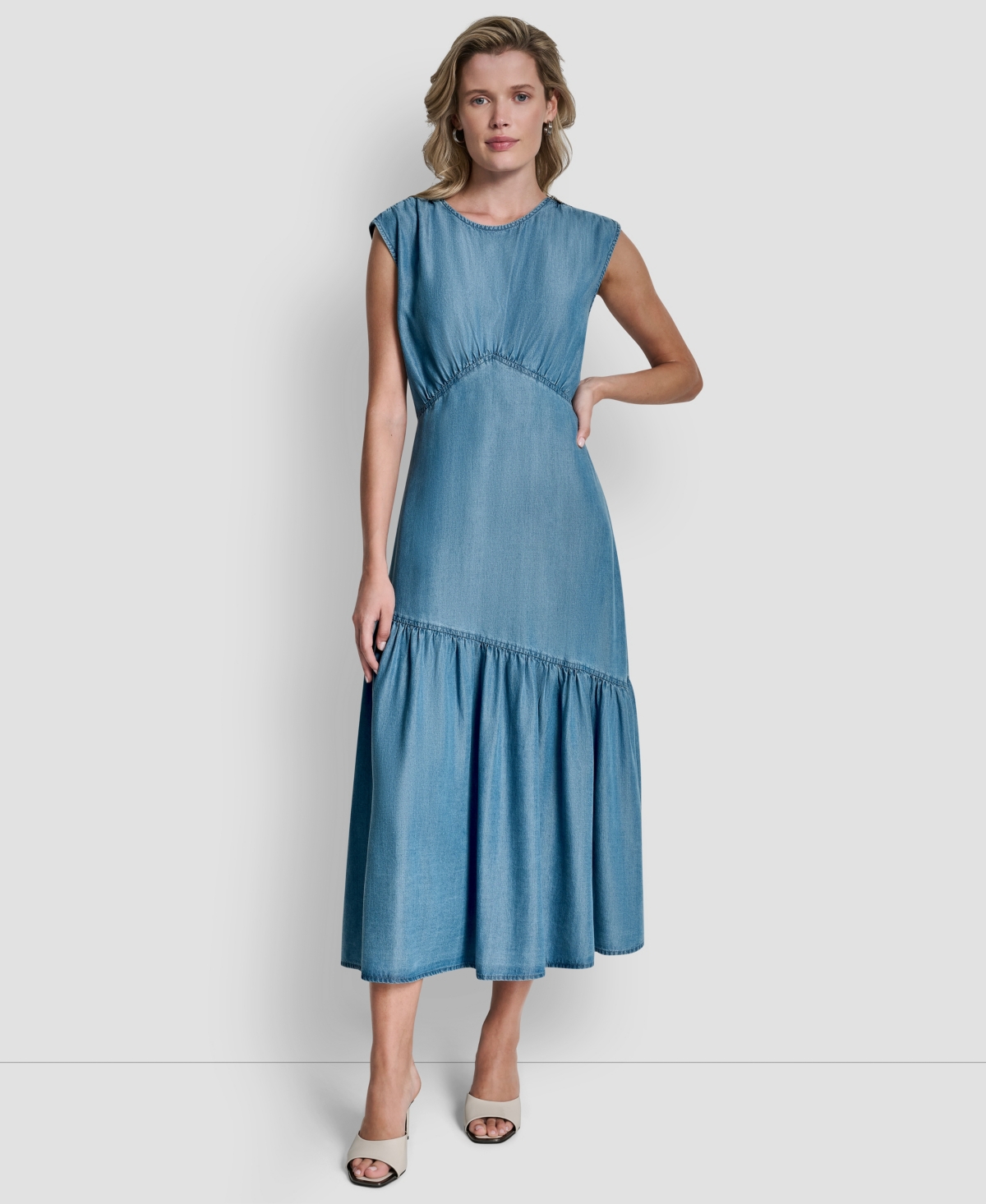 Click here for Dkny Womens Sleeveless A-line Midi Dress - Stream... prices