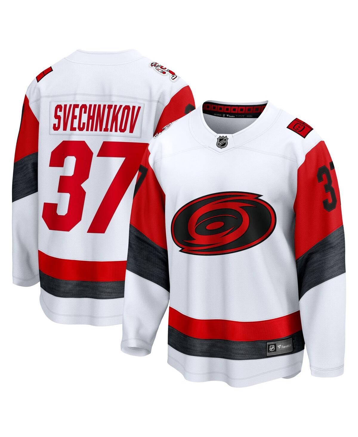 Click here for Fanatics Mens Andrei Svechnikov White Carolina Hur... prices