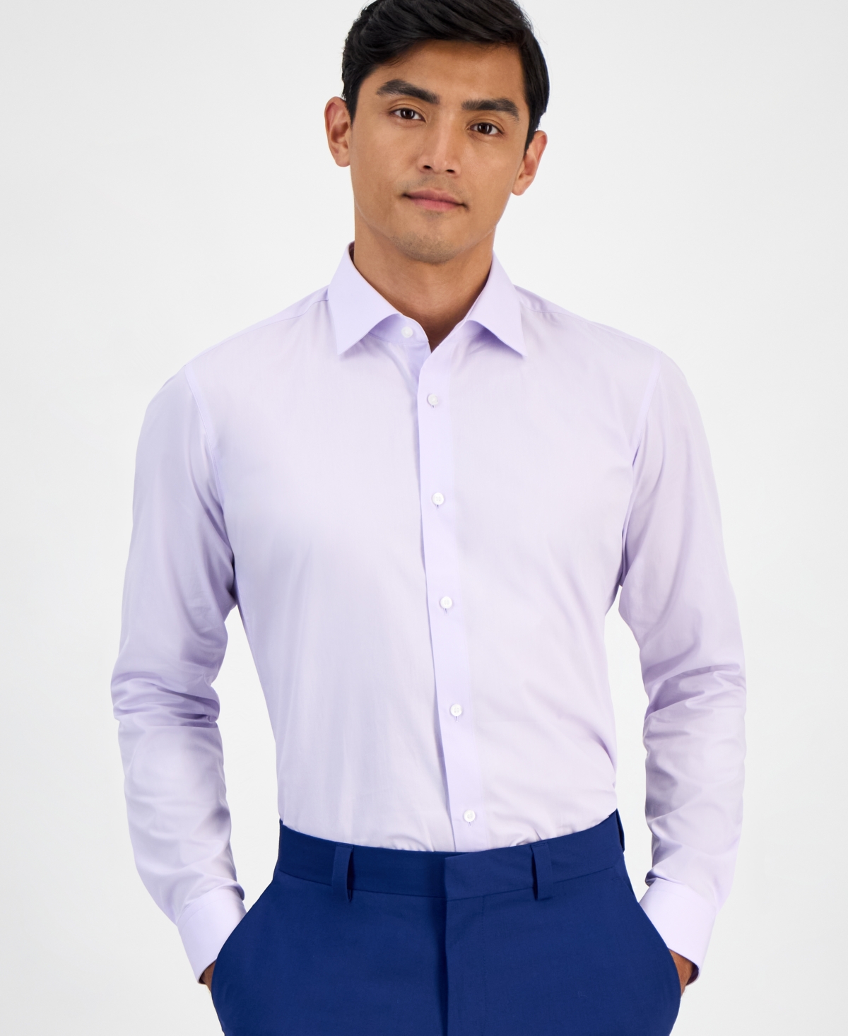 Hugo Boss Mens Valerio Long Sleeve Button-Front Geo Print Shirt - Purple