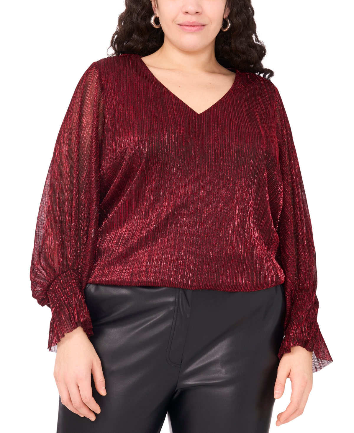 Click here for Vince Camuto Plus Size Metallic V-Neck Blouse - Ul... prices