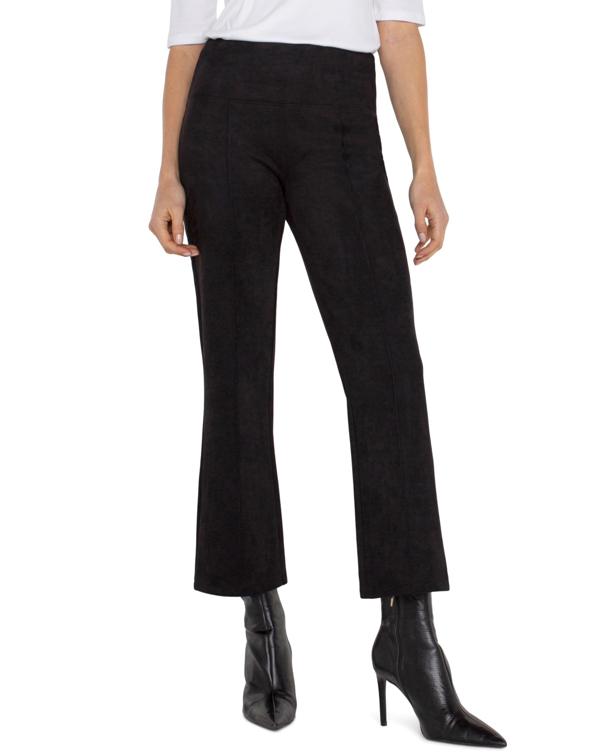 Liverpool Los Angeles Womens Cropped Flare Pants - Black