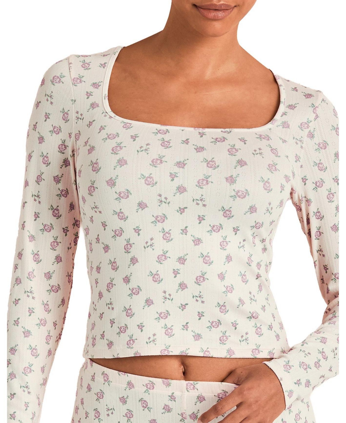 Click here for Adore Me Womens Pointelle Long Sleeve Top - Floral... prices