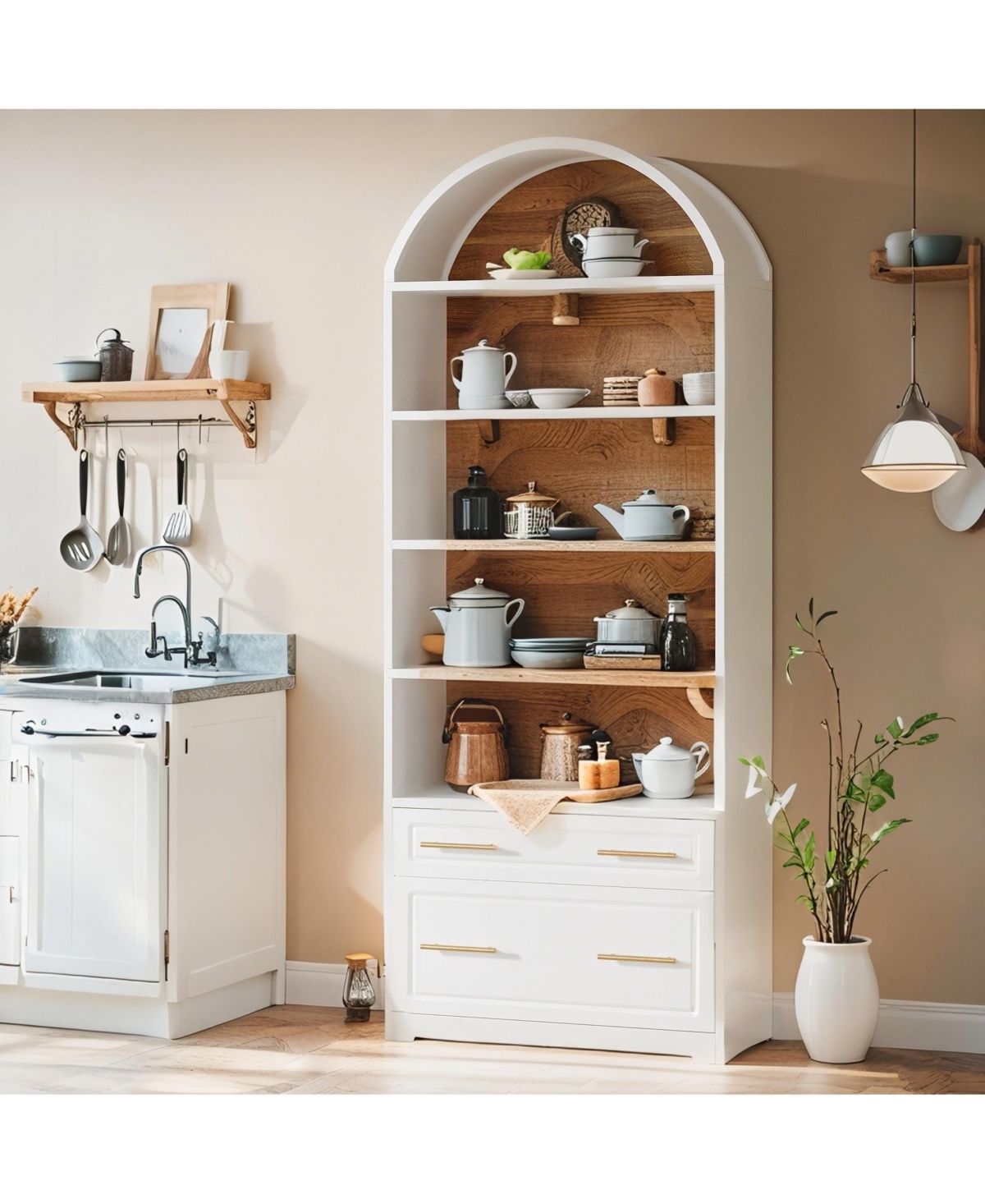 Click here for Tribesigns 76.8" Tall Arched Kitchen Pantry... prices