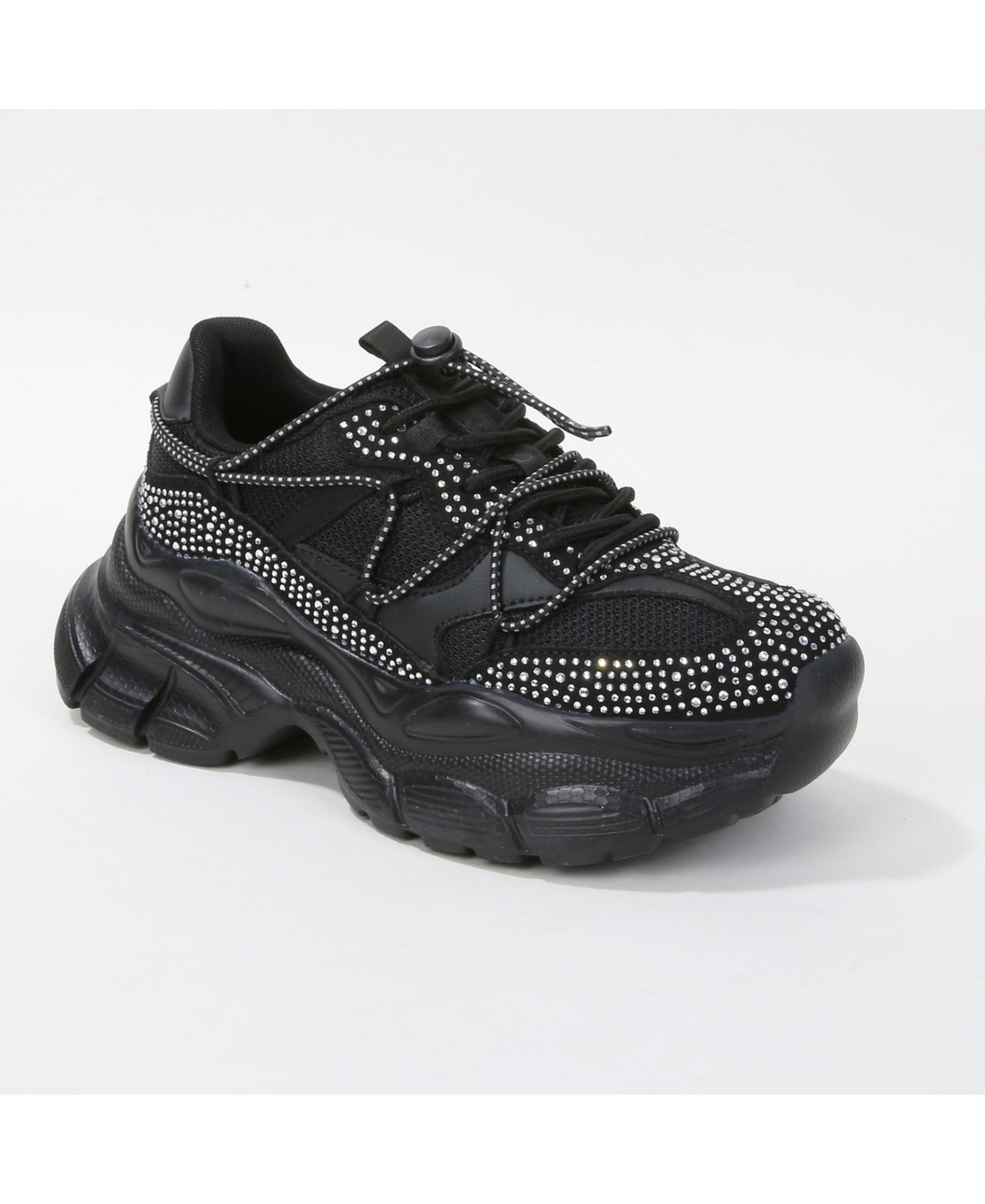 Click here for Berness Rosa Rhinestone Mesh Sneakers - Black prices