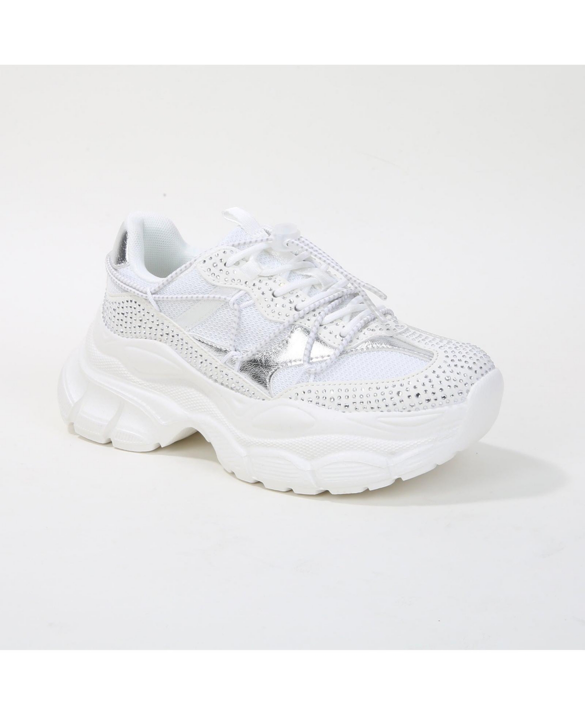 Click here for Berness Rosa Rhinestone Mesh Sneakers - White prices