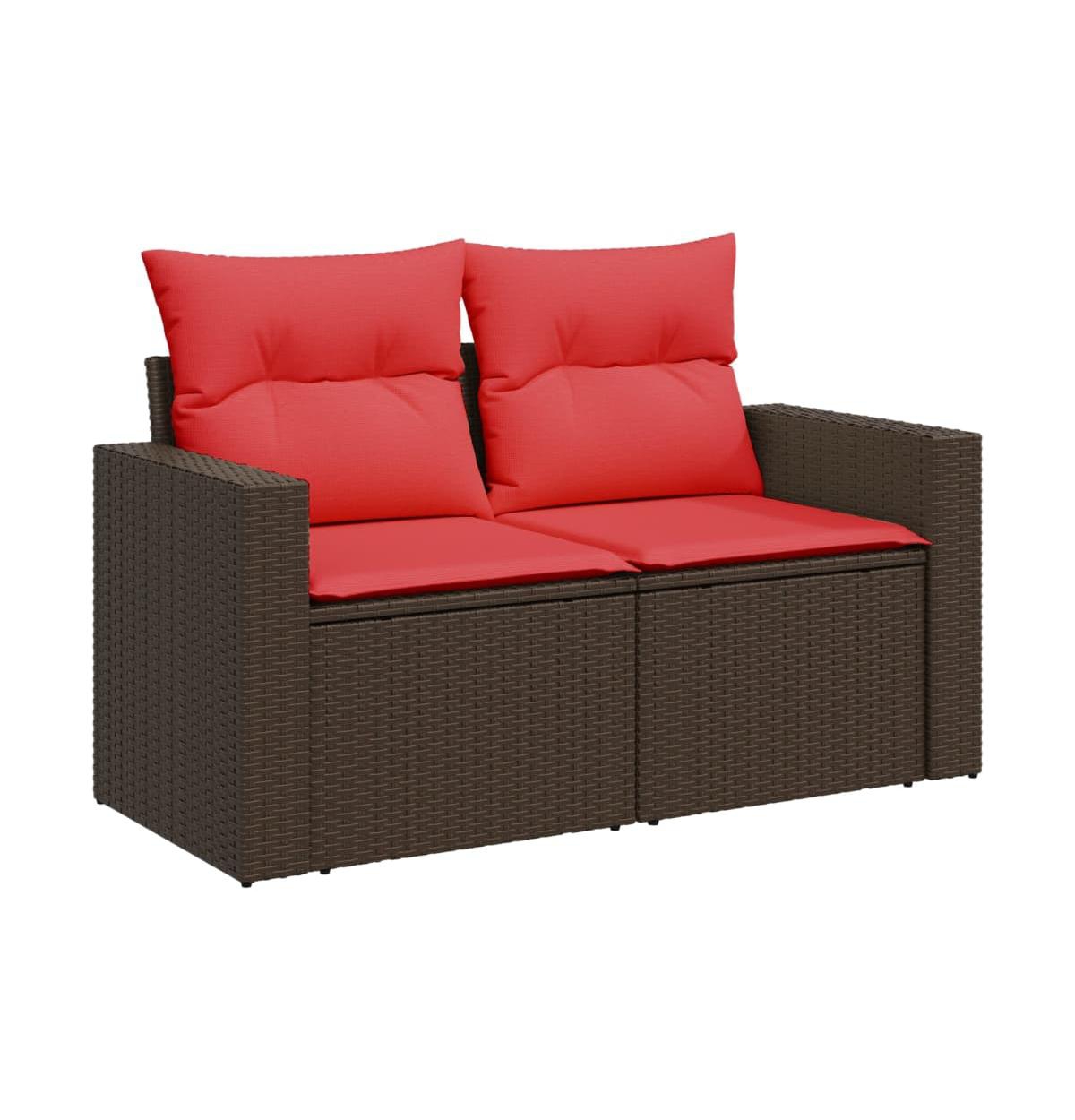 Click here for Patio Sofa with Cushions 2-Seater Brown Poly Ratta... prices