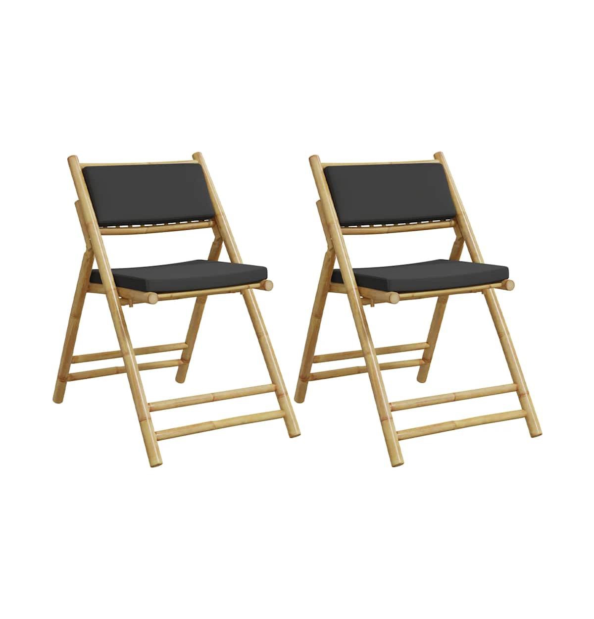 Click here for vidaXL Bistro Chair Set of 2 Dark grey Bamboo  Pol... prices