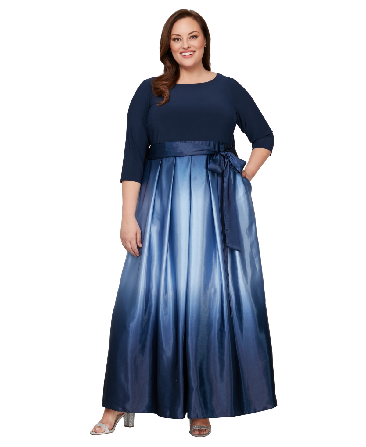 Click here for Sl Fashions Plus Size Ombre Ballgown - Navy/Wed prices