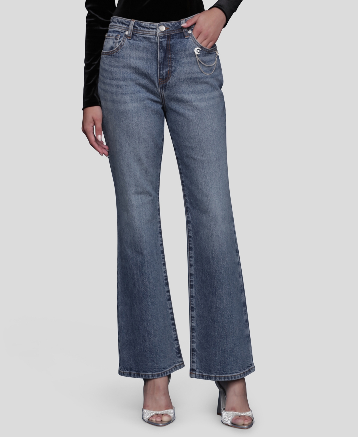 Click here for Avec Les Filles Womens Mid Rise Bootcut Jeans - Pe... prices