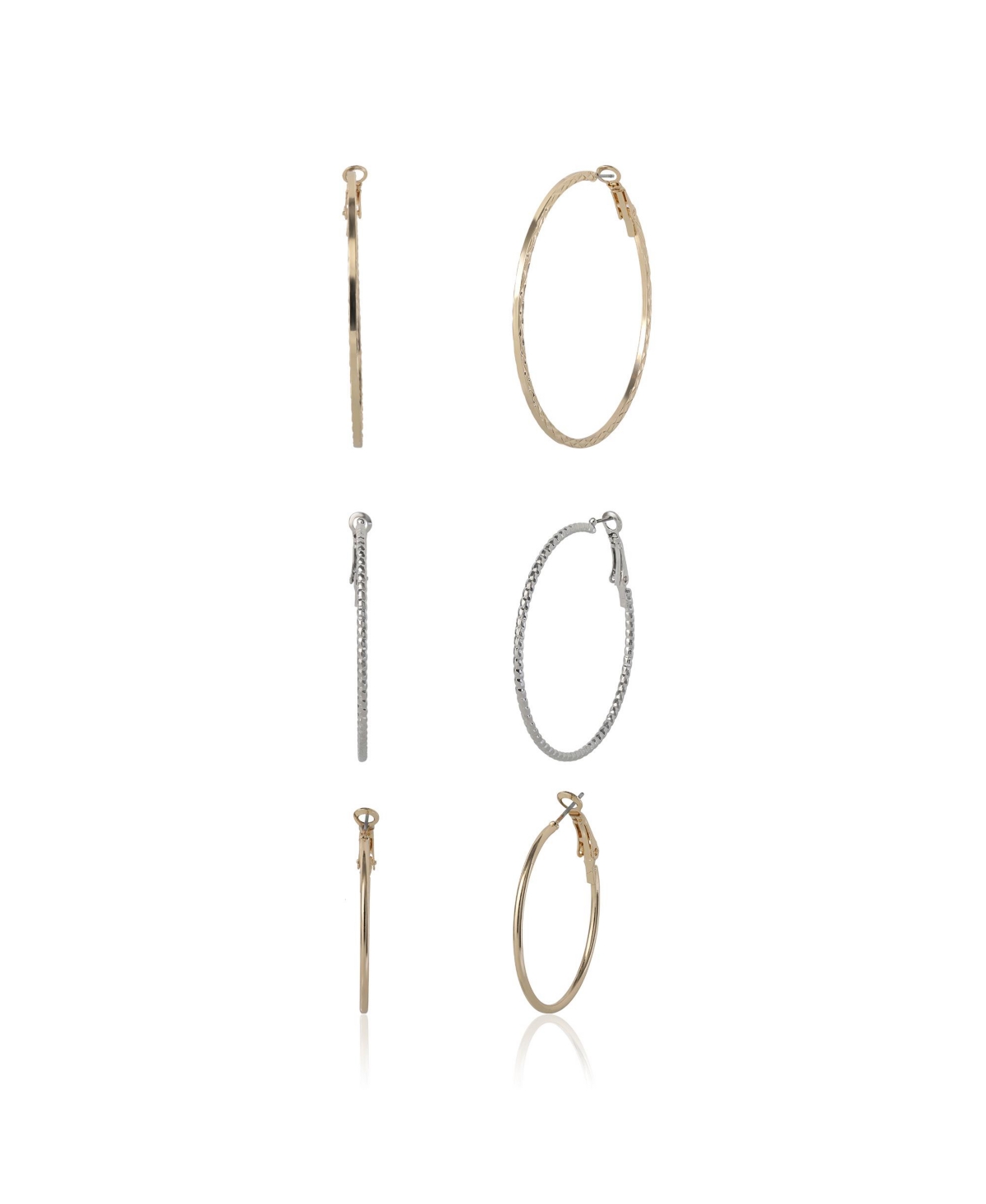 Click here for Jessica Simpson Mixed Metal Hoop Earring Set in Go... prices