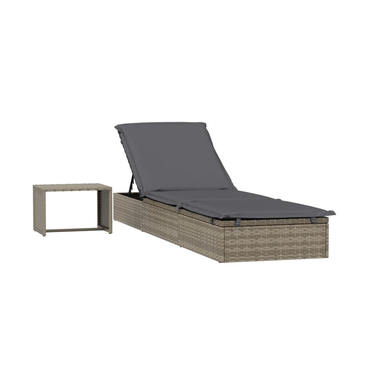 Click here for Patio Sunbed Set of 2 Gray Pe rattan Standard - Gr... prices